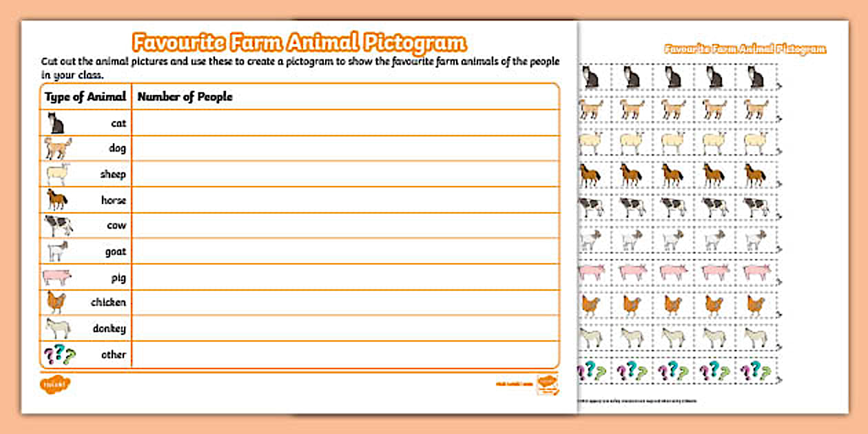 Favourite Farm Animal Pictogram Activity - Twinkl - KS1