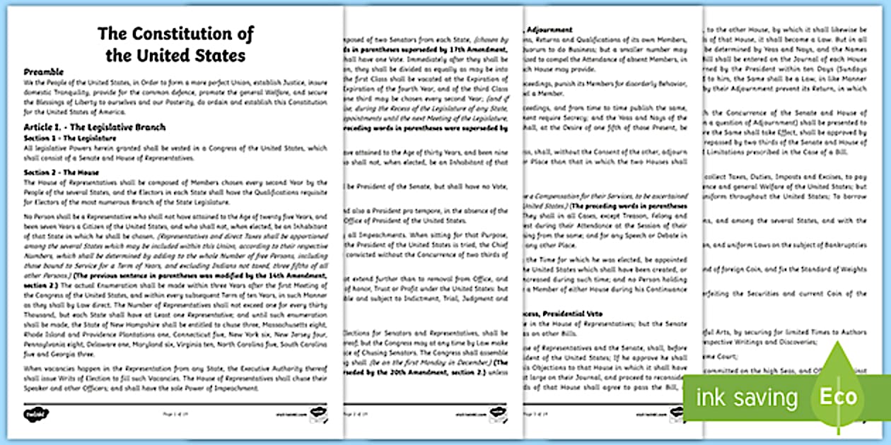 Editable The United States Constitution Read-aloud - Twinkl