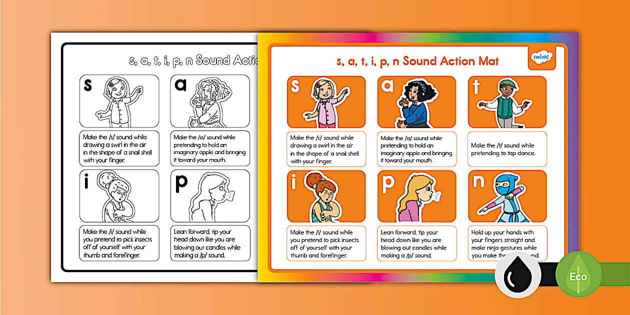 Phonics Canada: Group 1 (s, a, t, i, p, n) Sound Action Mat