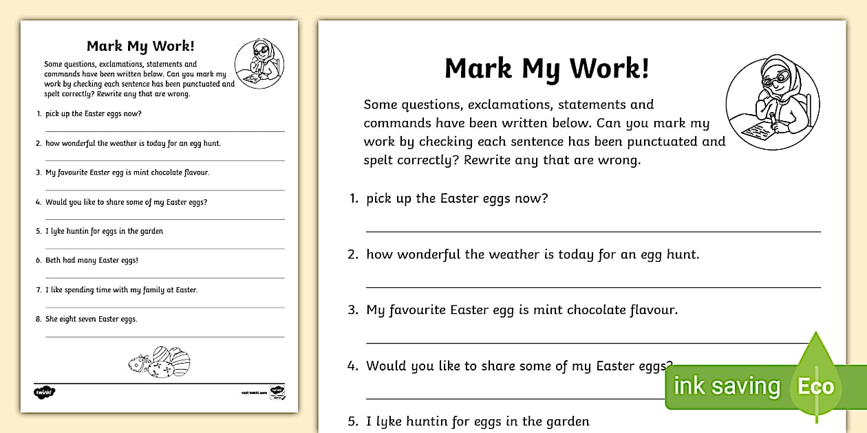 Mark My Work! Easter Sentences (teacher made) - Twinkl