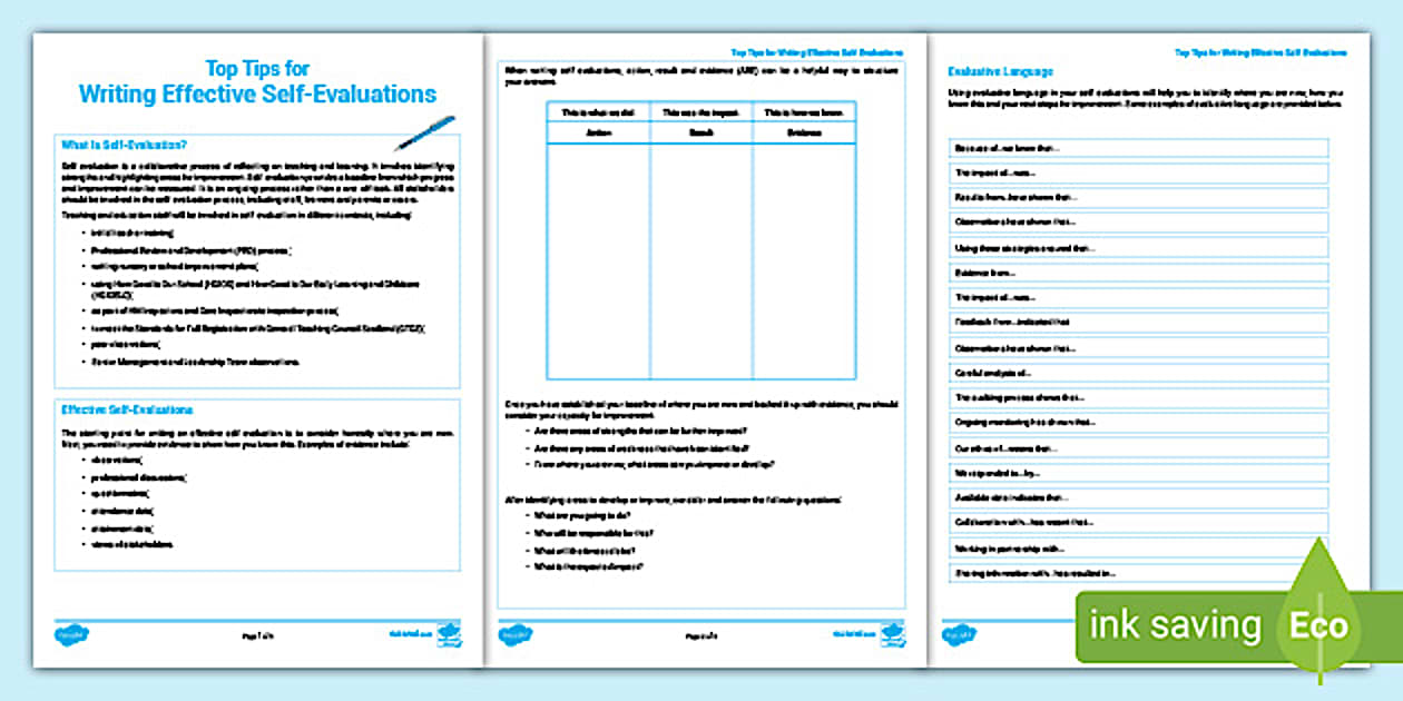 Top Tips for Writing Effective Self-Evaluations - Twinkl