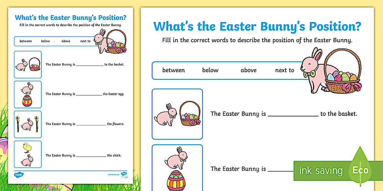 VIC Foundation Easter Position Worksheet - Twinkl
