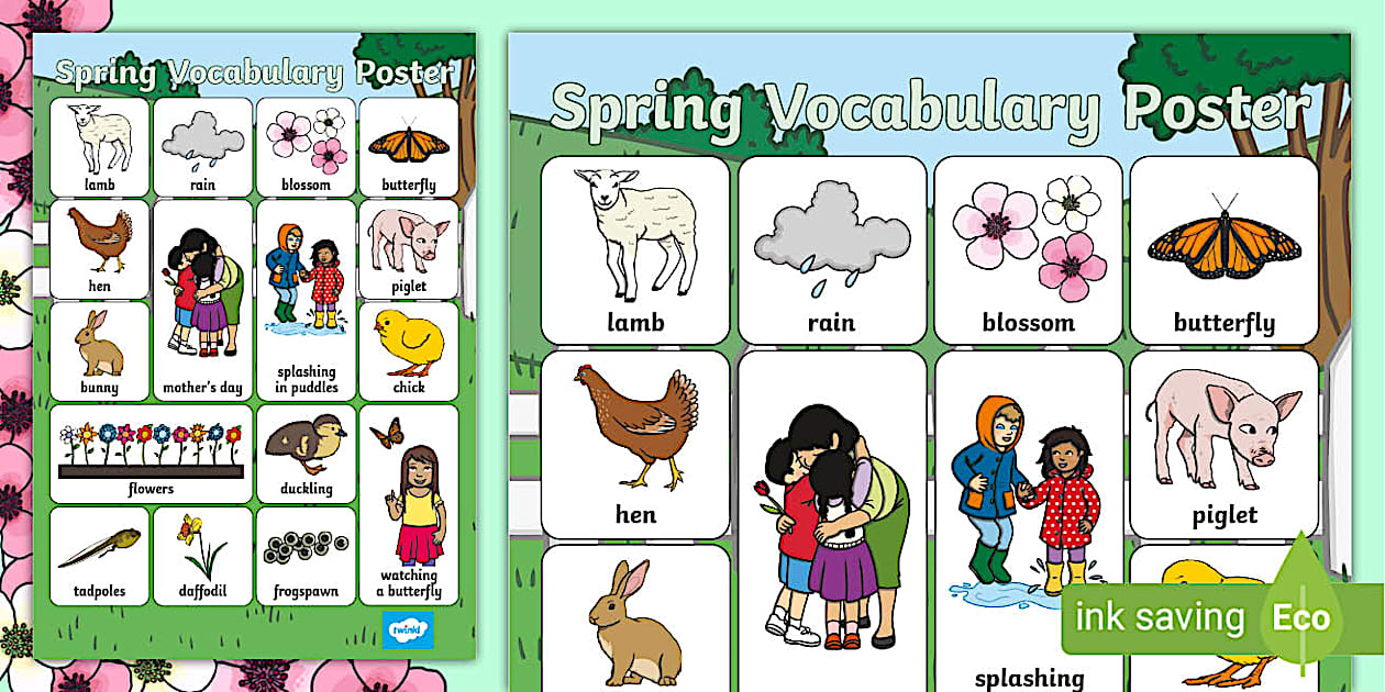 Cursive Spring Vocabulary Poster (teacher made) - Twinkl