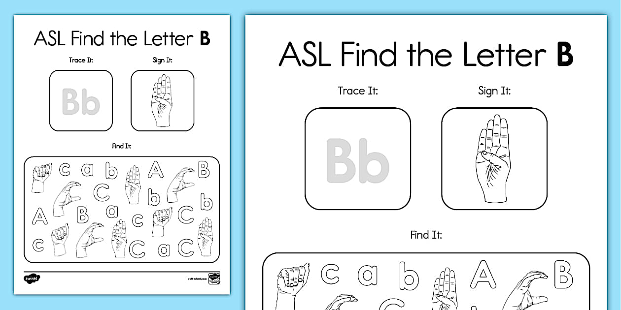ASL Find the Letter B Worksheet