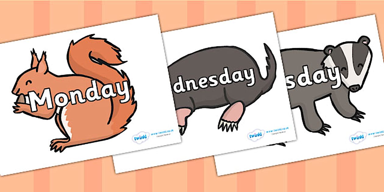 Days of the Week on Woodland Animals (teacher made) - Twinkl