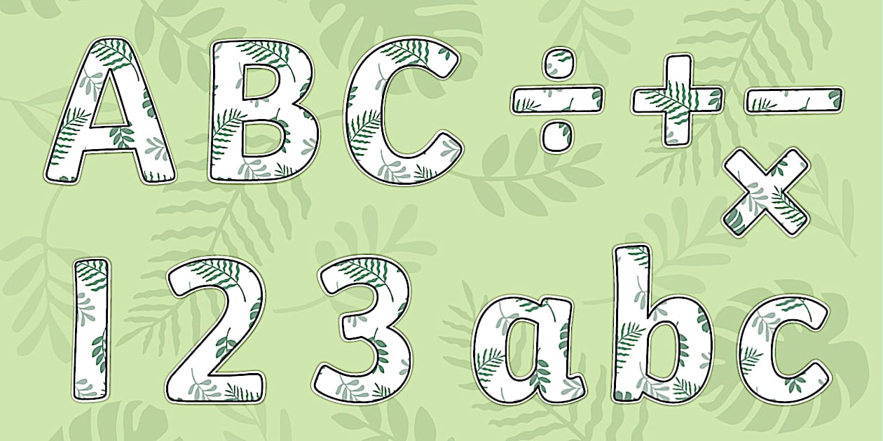 Botaniese Tema: Alfabet-, Syfer- en Leestekenvertoonpakket