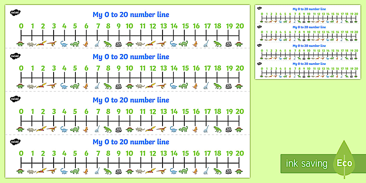 Dinosaurs Number Line (0-20) (Teacher-Made) - Twinkl