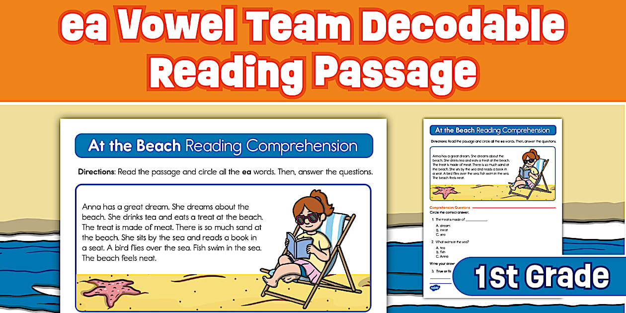 First Grade ea Vowel Team Decodable Reading Passage