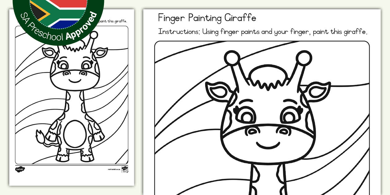 Preschool Creative Arts - Finger Painting - Giraffe - Twinkl