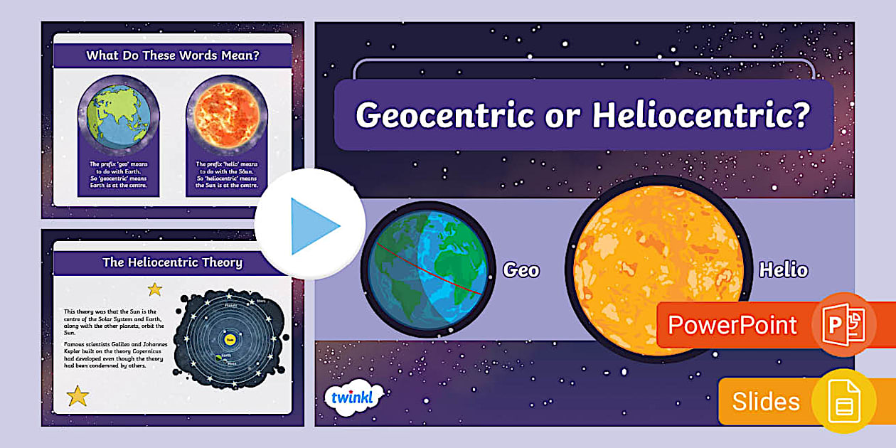 Geocentric vs Heliocentric KS2 PowerPoint - Twinkl