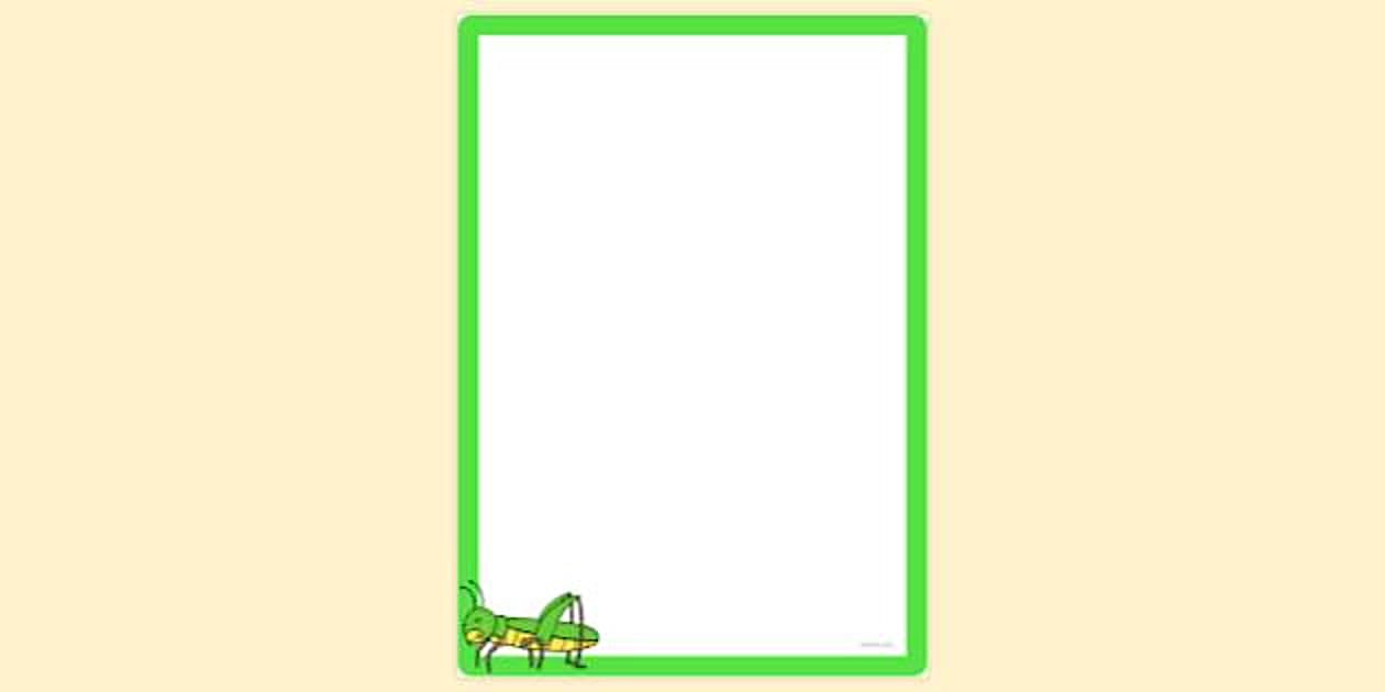 Simple Blank Cute Grasshopper Page Border | Twinkl - Twinkl