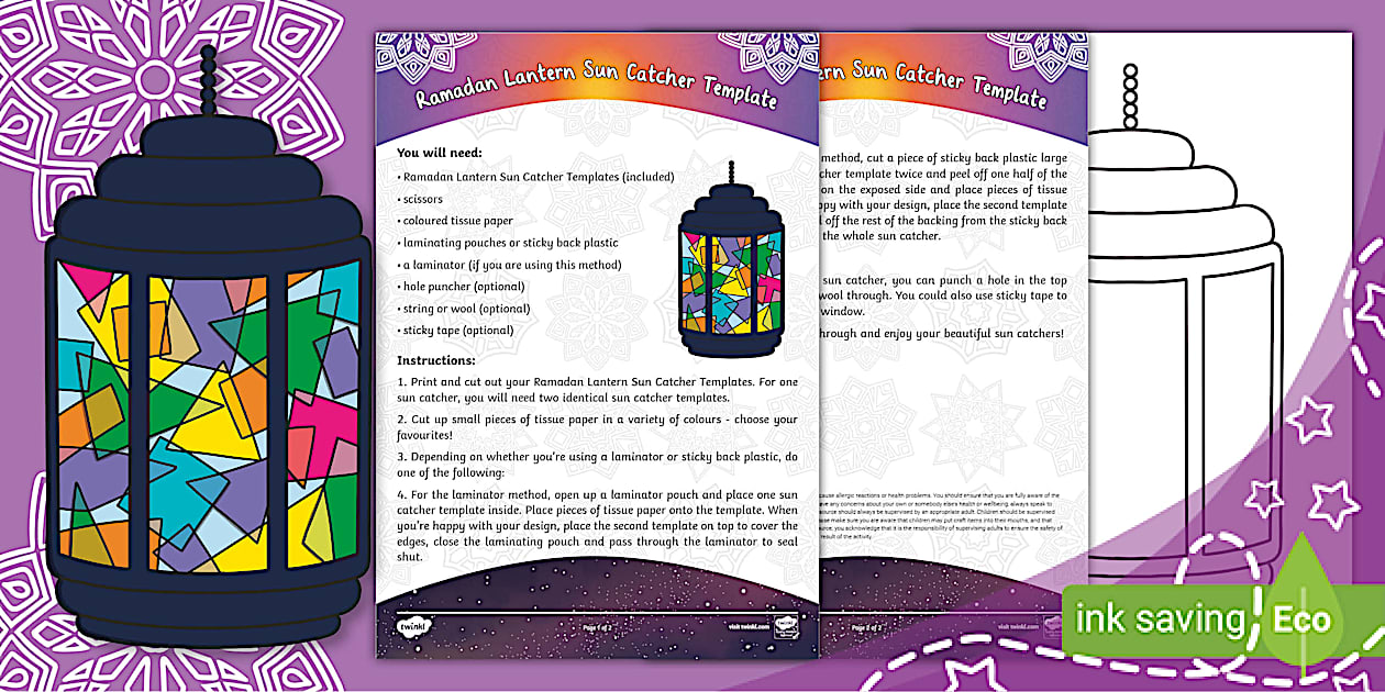 Ramadan Lantern Sun Catcher Template (teacher made) - Twinkl