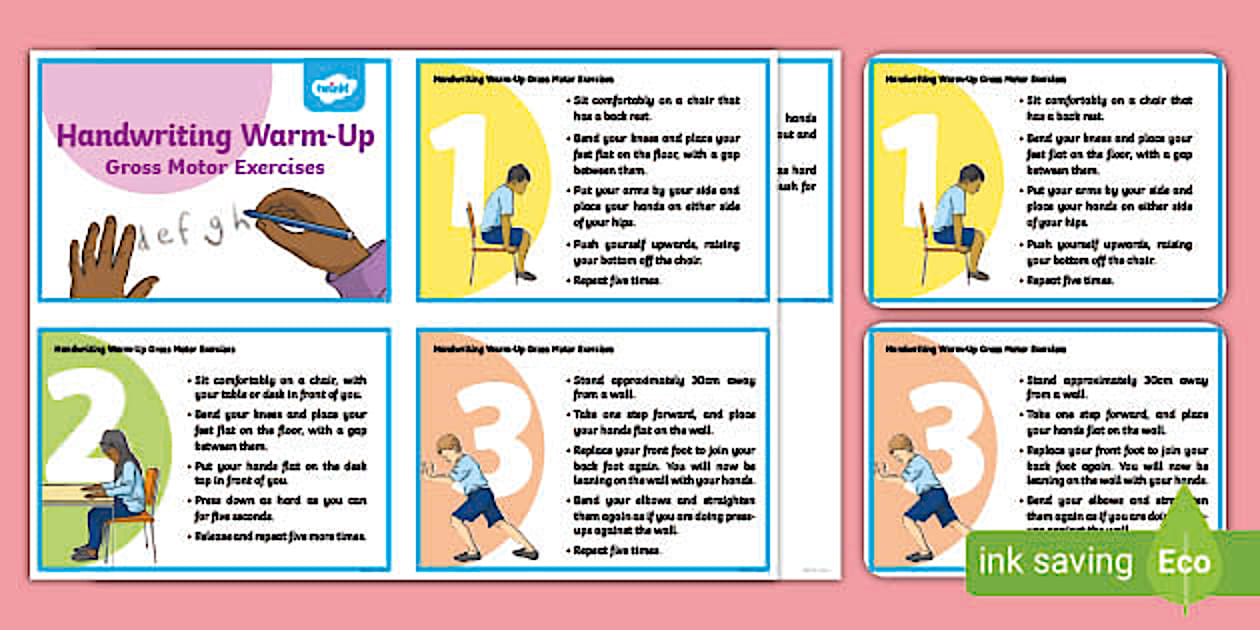KS2 Gross Motor Handwriting Warm Up Exercises Information Cards