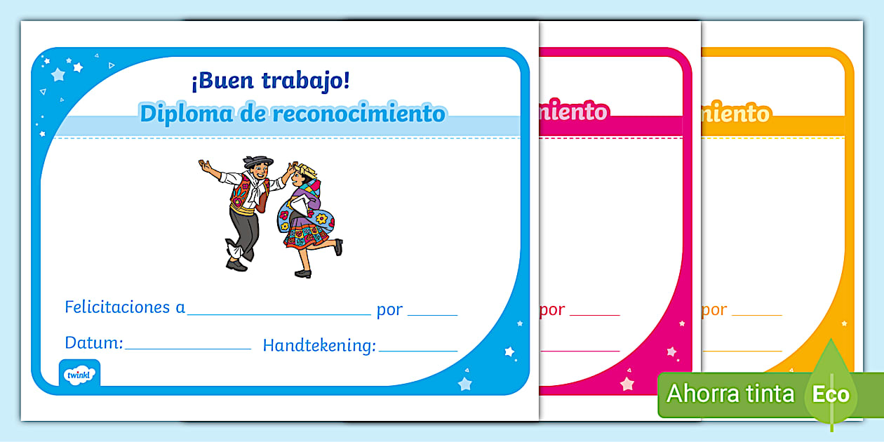 Diploma de reconocimiento bailes típicos- Guía de trabajo