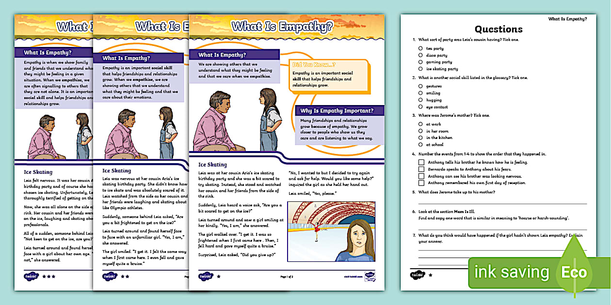LKS2 What Is Empathy? Reading Comprehension Activity