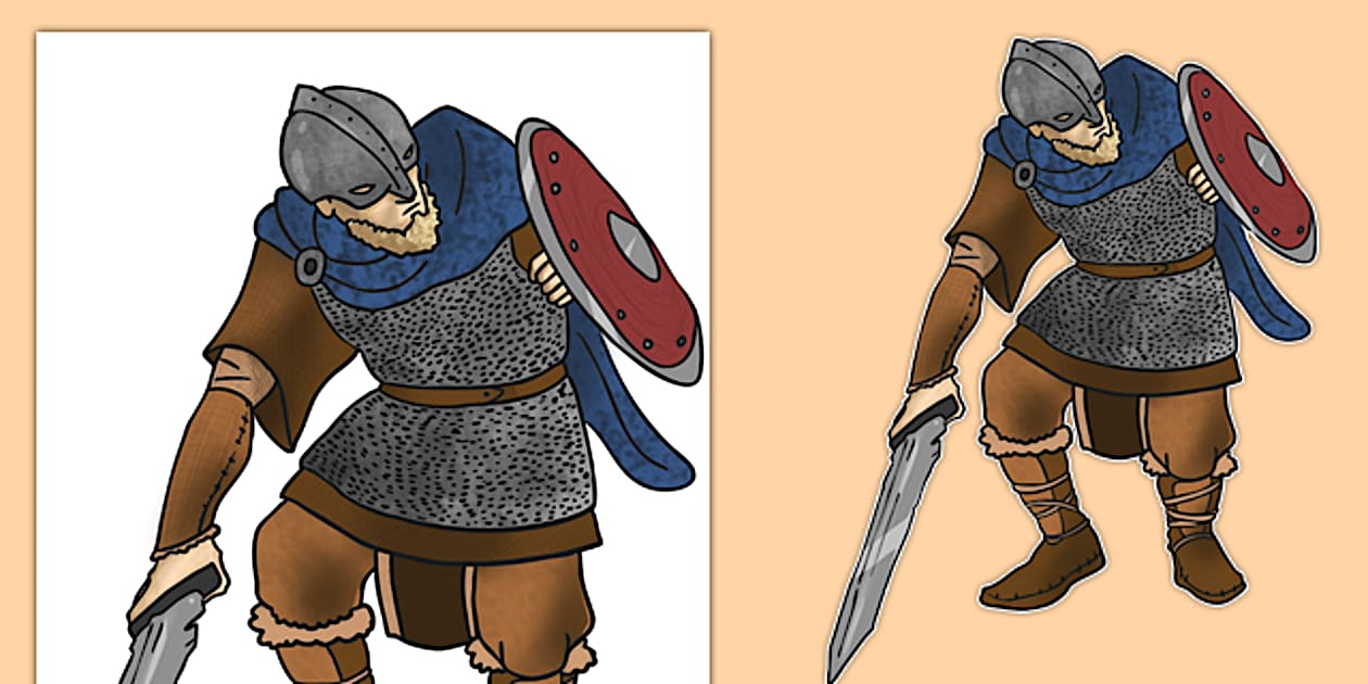 Large Viking Warrior Display Cut-Out (teacher made) - Twinkl