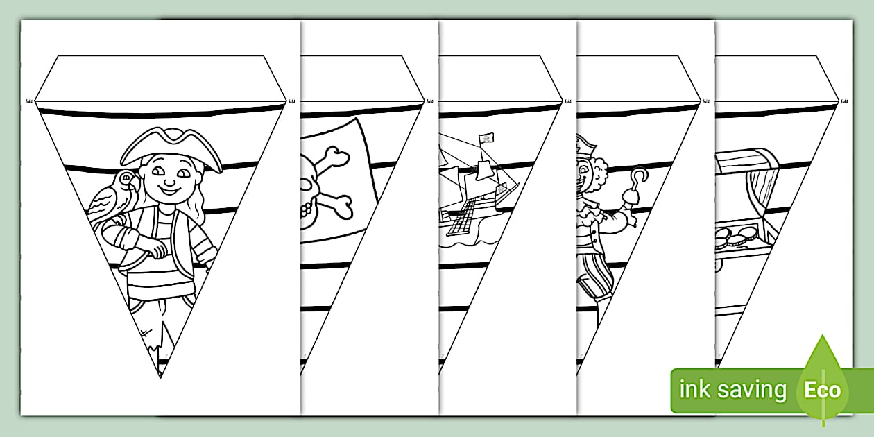 Pirate Colouring Bunting - Twinkl - EYFS - Twinkl