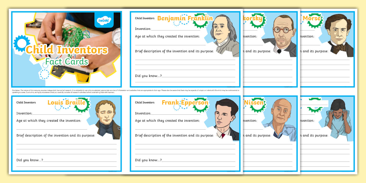 Child Inventors Fact Cards Template (teacher made) - Twinkl