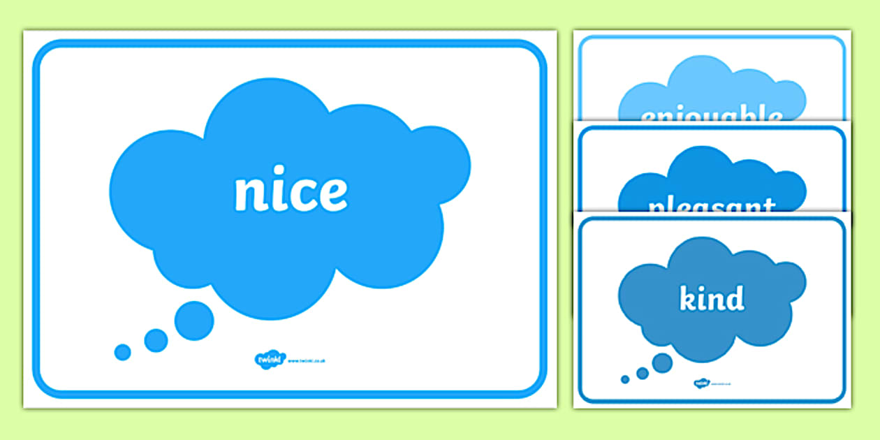 Black and White Alternative Words for Nice Posters - Twinkl