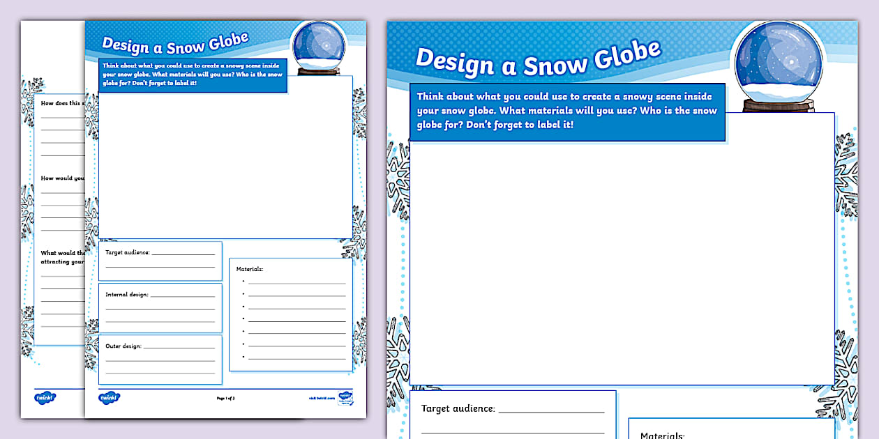 Design Your Own Snow Globe Activity Sheet (teacher made)