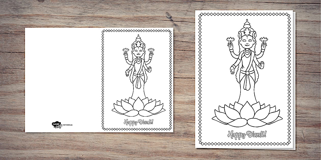 Lakshmi Diwali Colouring Card | Twinkl Party (teacher made)