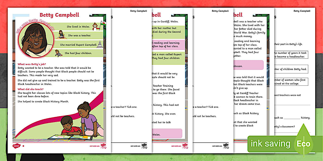 KS1 Betty Campbell Differentiated Reading Comprehension
