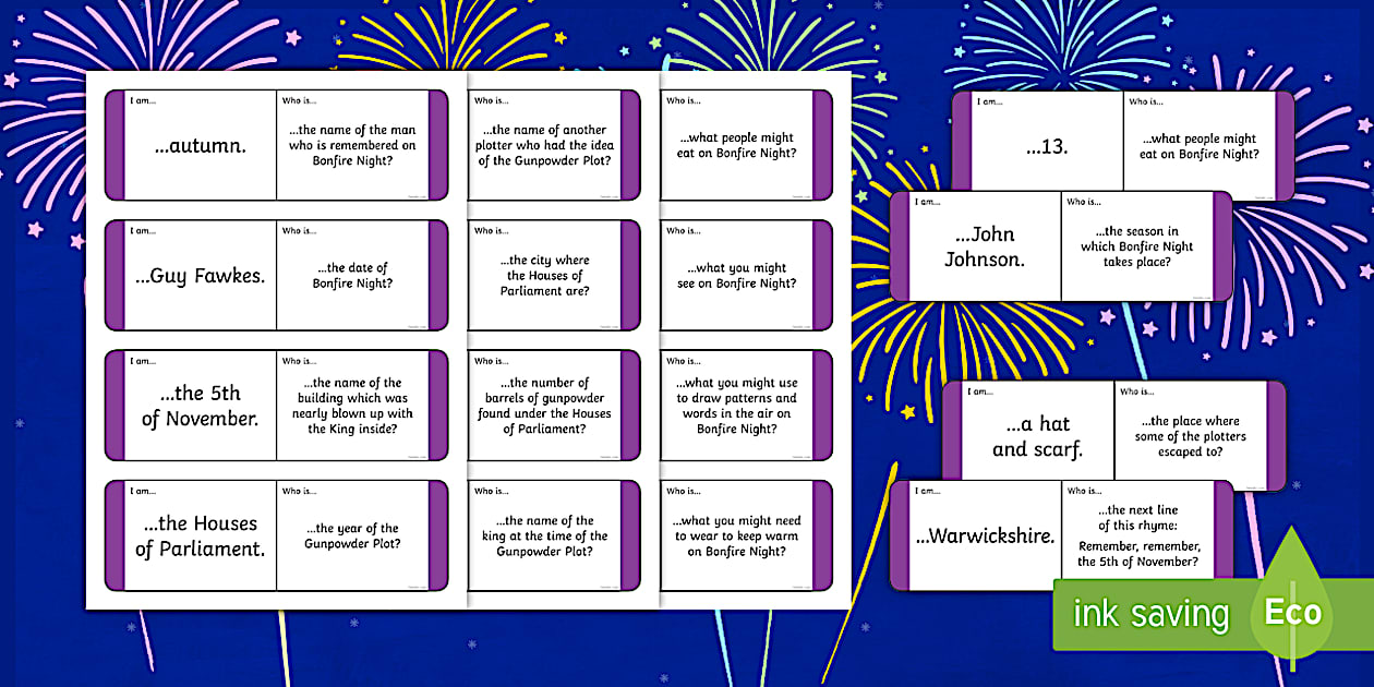 Bonfire Night Loop Cards (teacher made) - Twinkl