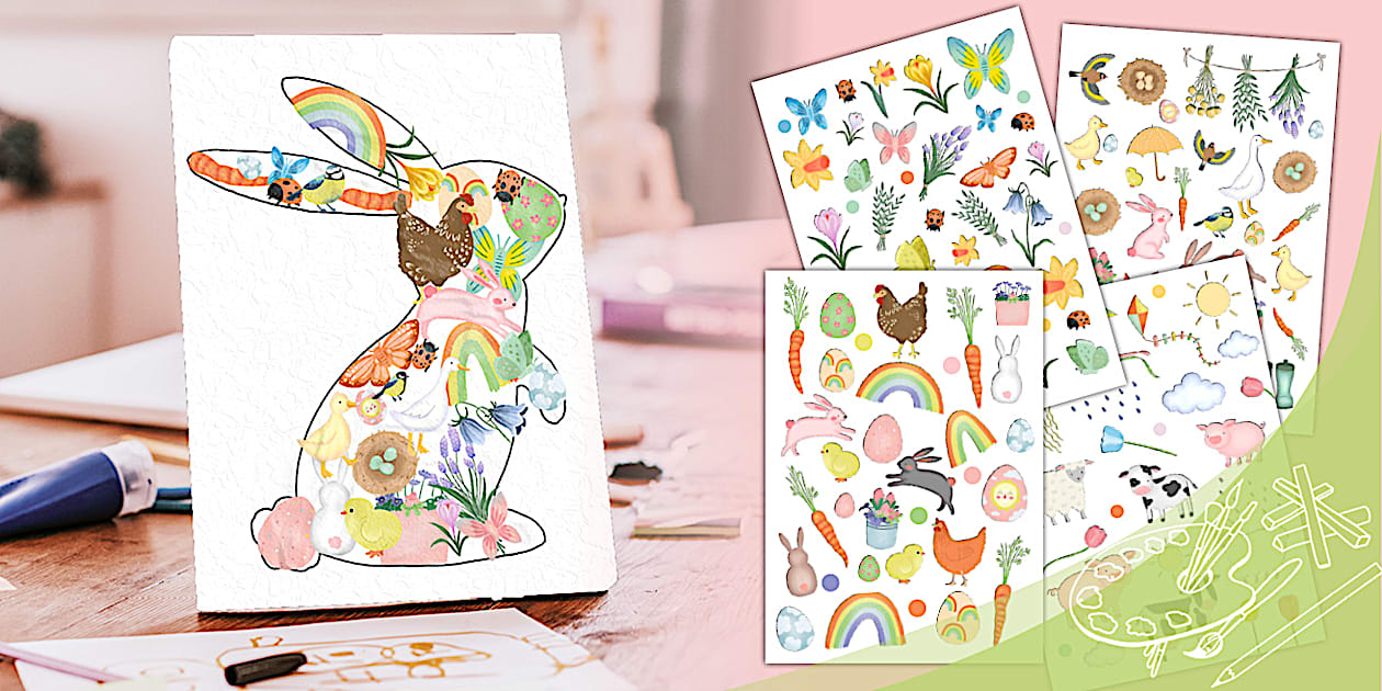 Easter Bunny Collage Activity Pack | Twinkl Art Gallery