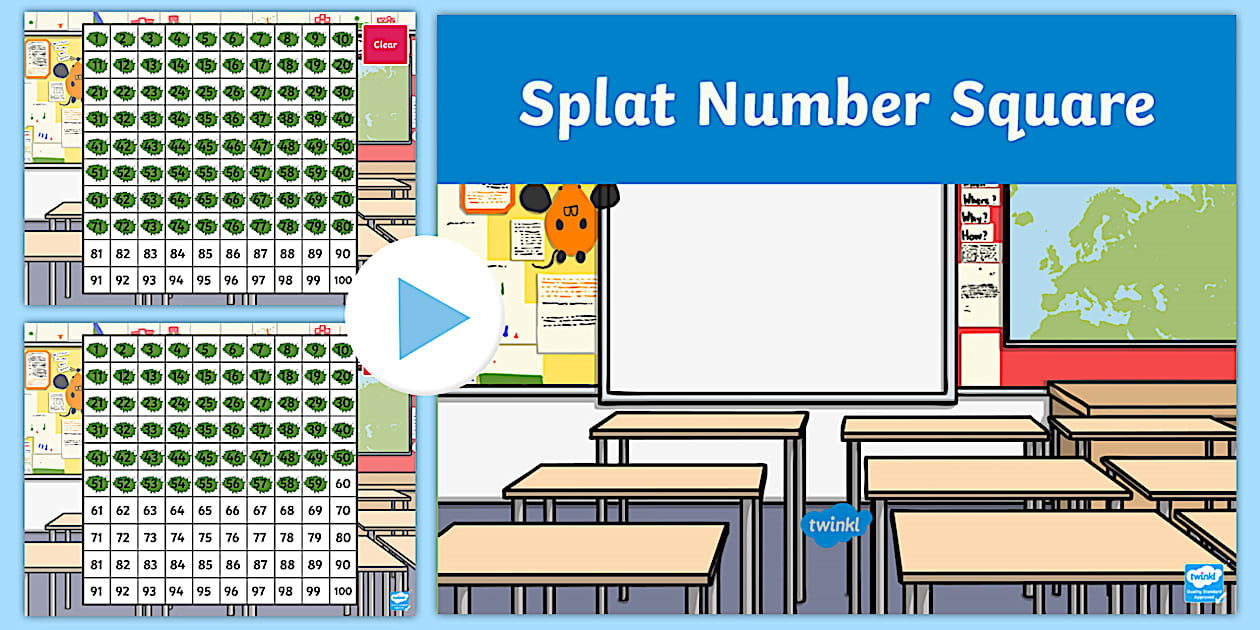 100 Square Splat | 100 Number Splat Squares Year 1 - Twinkl