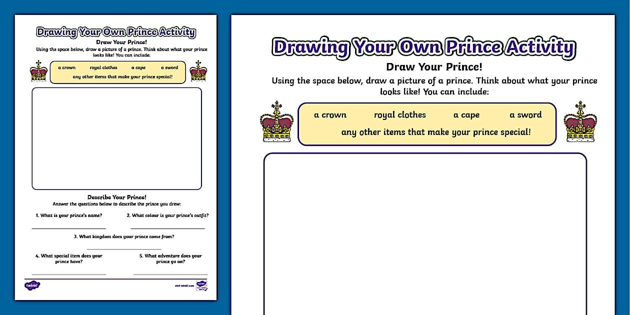 Drawing Your Own Prince Activity (teacher made) - Twinkl
