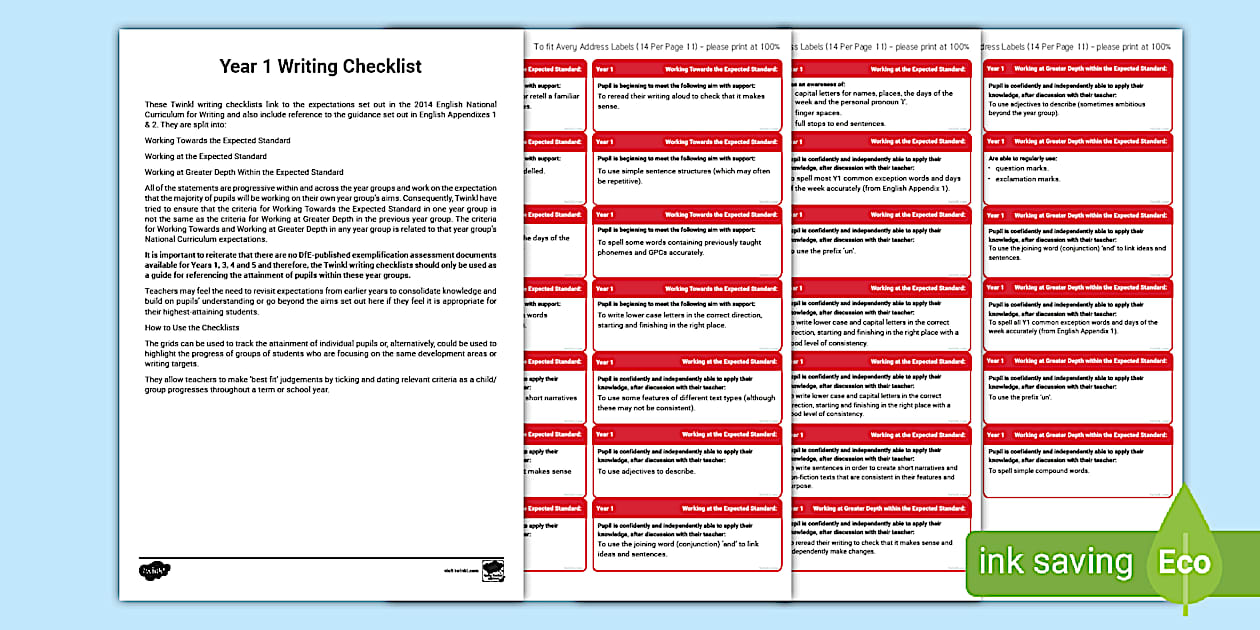 Black and White Year 1 Writing Stickers (teacher made)