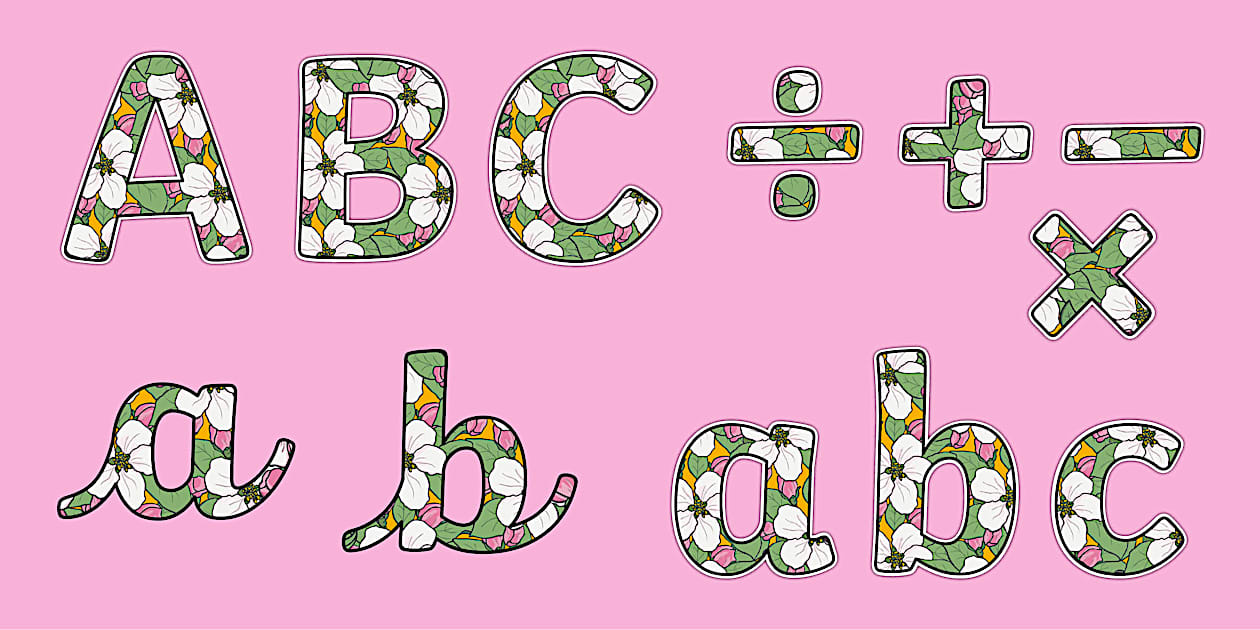 Cursive Flower A4 Display Lettering (teacher made) - Twinkl