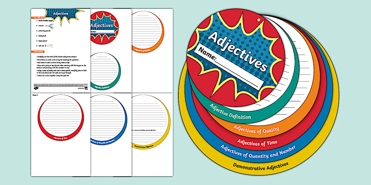 Adjectives Circles Booklet - Twinkl English