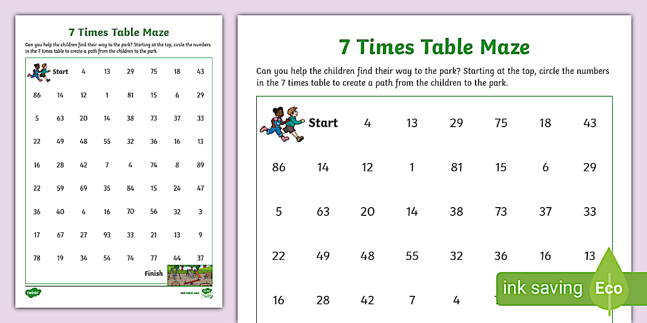 👉 7 Times Table Maze (teacher made) - Twinkl
