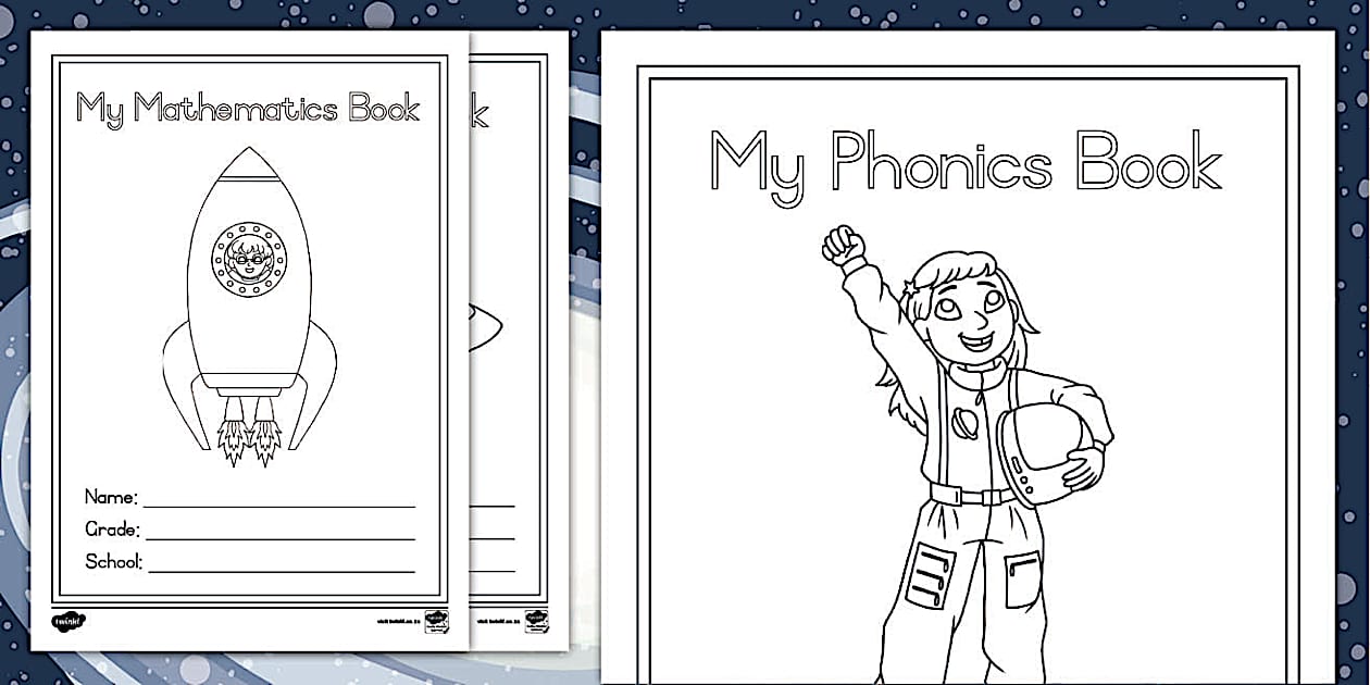 Grade 1 Space Themed Editable Book Covers