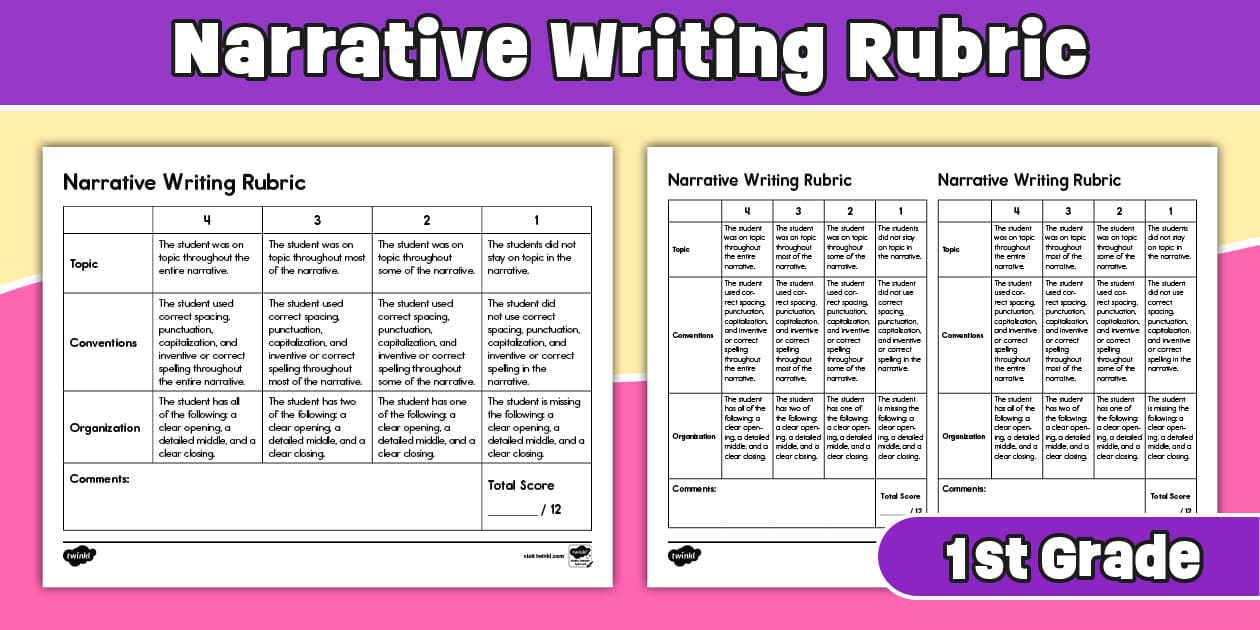 First Grade Narrative Writing Rubric