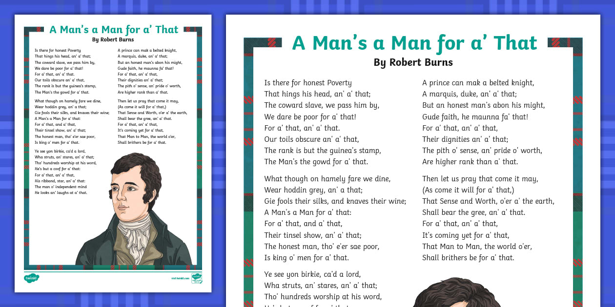 A Man's a Man for a' That Robert Burns Poem - Twinkl