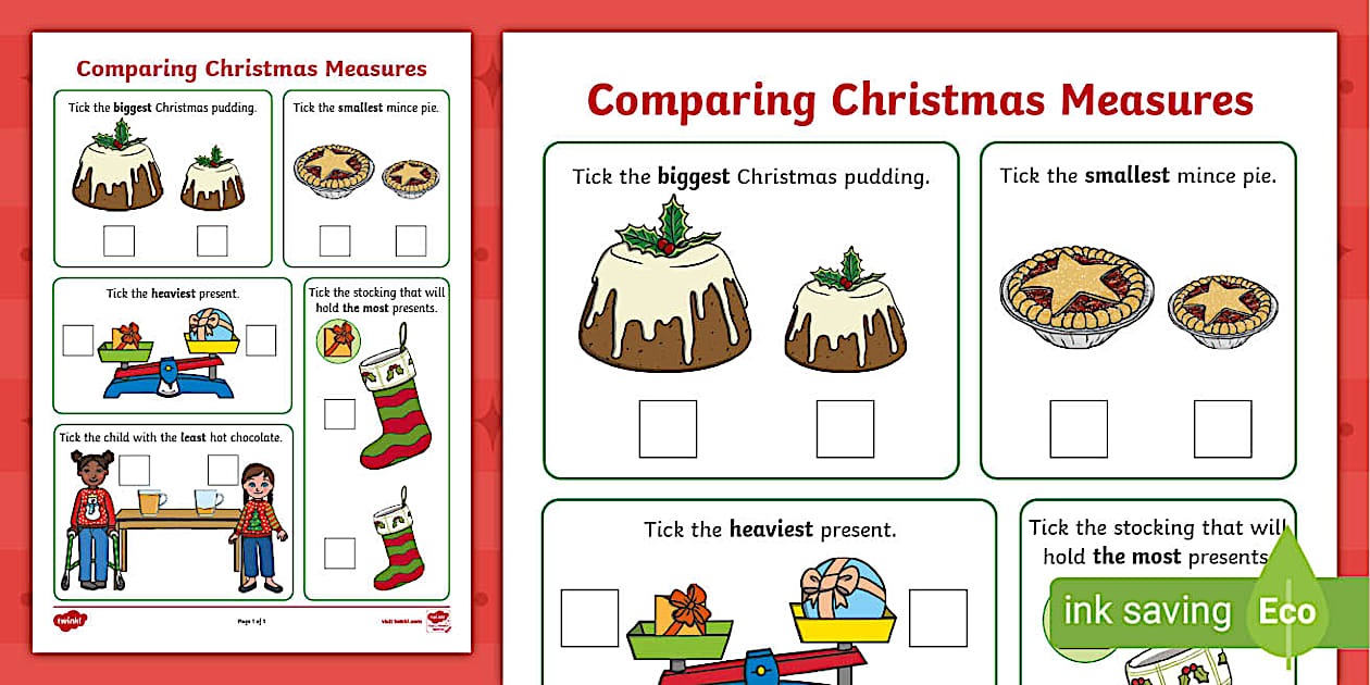 👉 Comparing Christmas Measures Activity | Twinkl - Twinkl