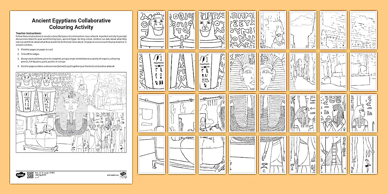 Ancient Egyptians Collaborative Colouring Activity - Twinkl
