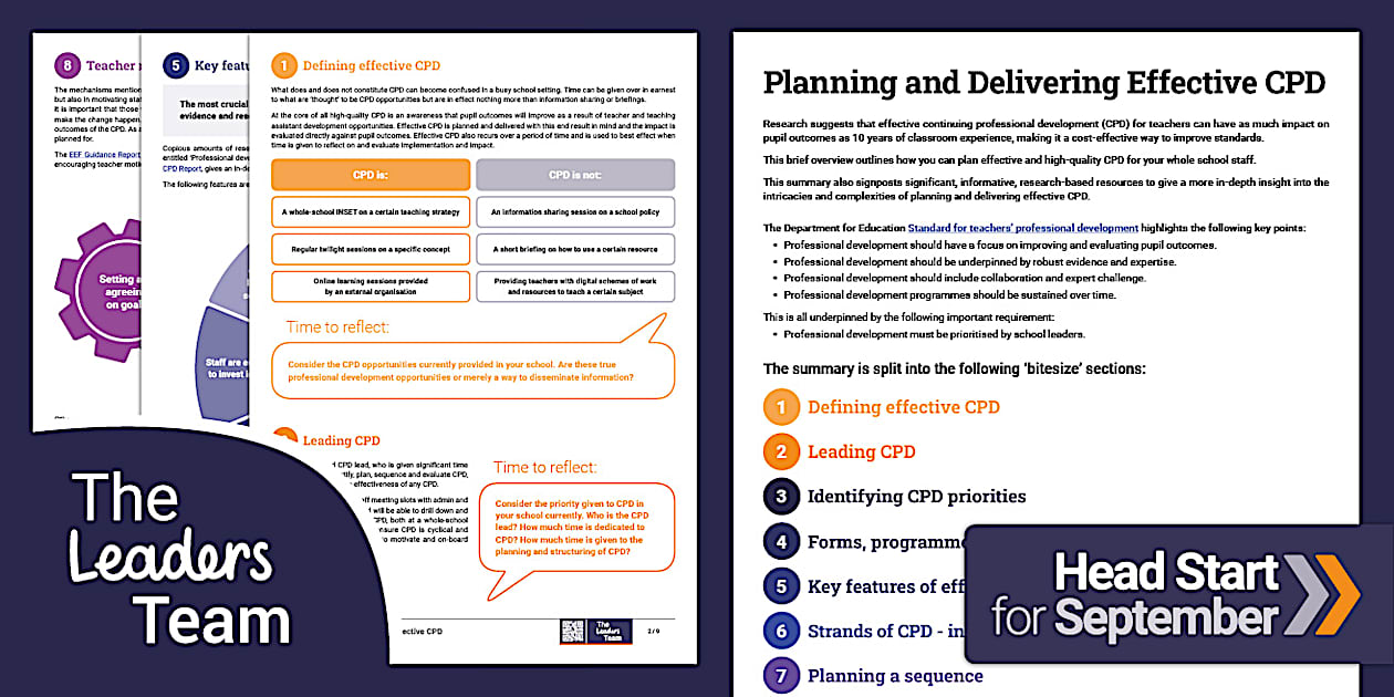 Planning and Delivering Effective CPD - Quick Guide - Twinkl