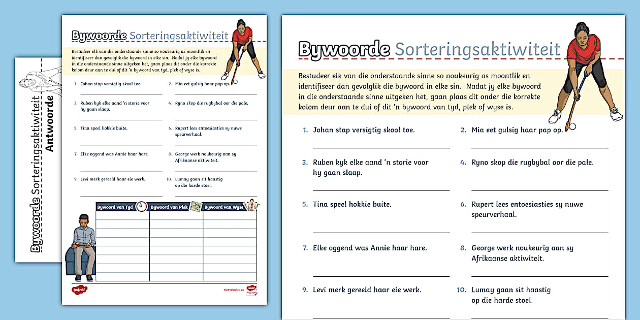 Bywoorde Sorteringsaktiwiteit (Teacher-Made) - Twinkl
