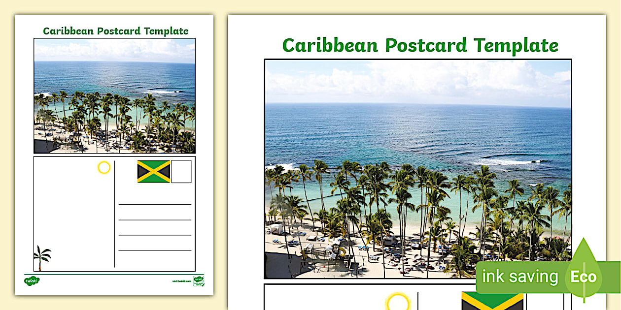 Caribbean Postcard Template (teacher made) - Twinkl