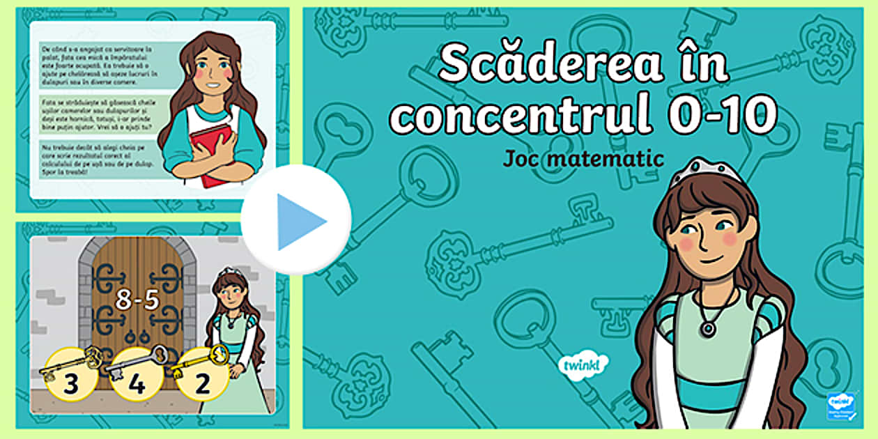 Scăderea numerelor în concentrul 0-10 - Joc matematic
