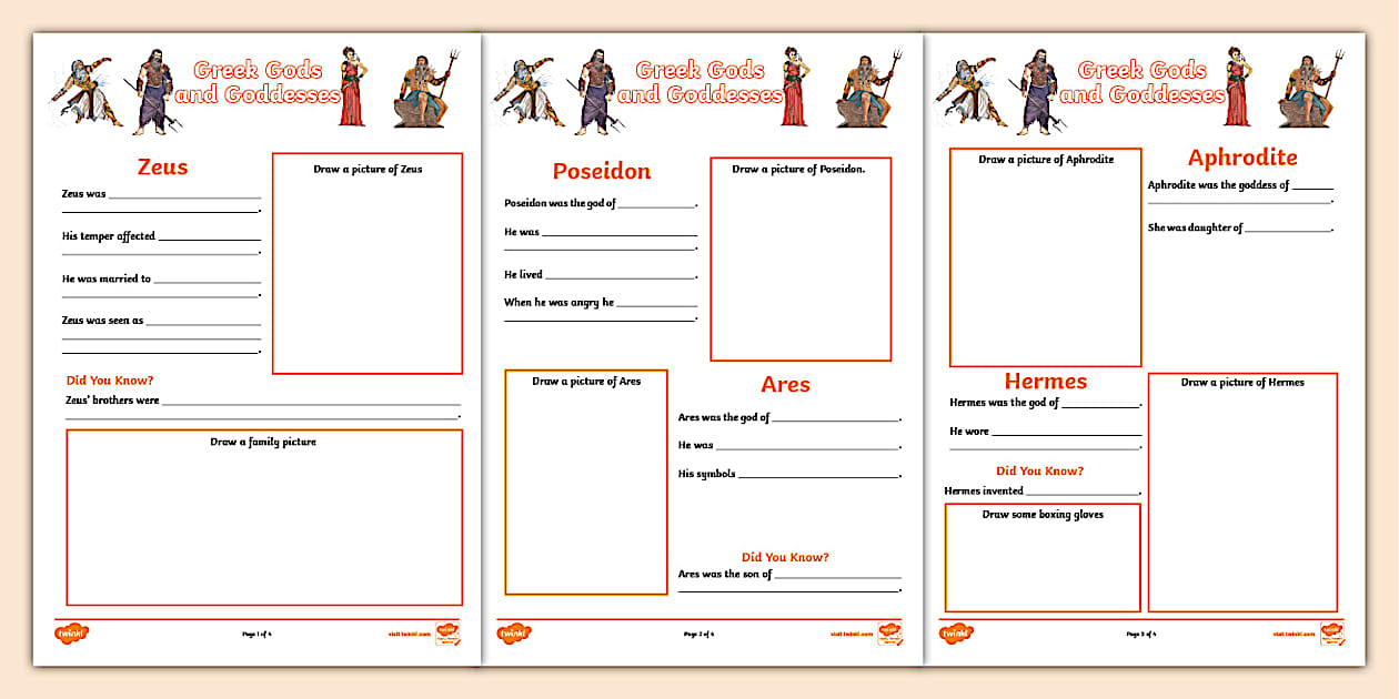 Greek God Fact File Template | Greek Mythology - Twinkl
