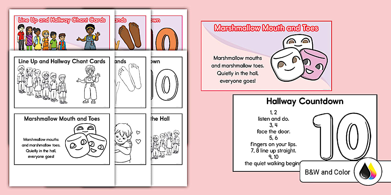 Line Up and Hallway Chant Cards for PK-2nd Grade - Twinkl