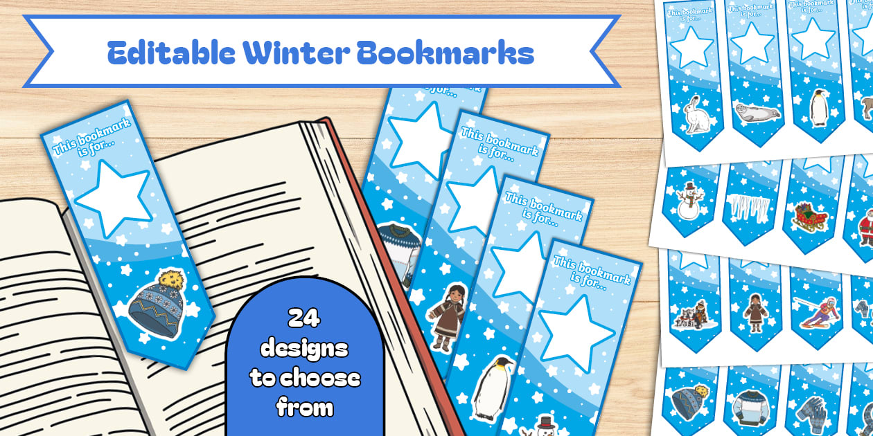 Editable Winter Bookmarks