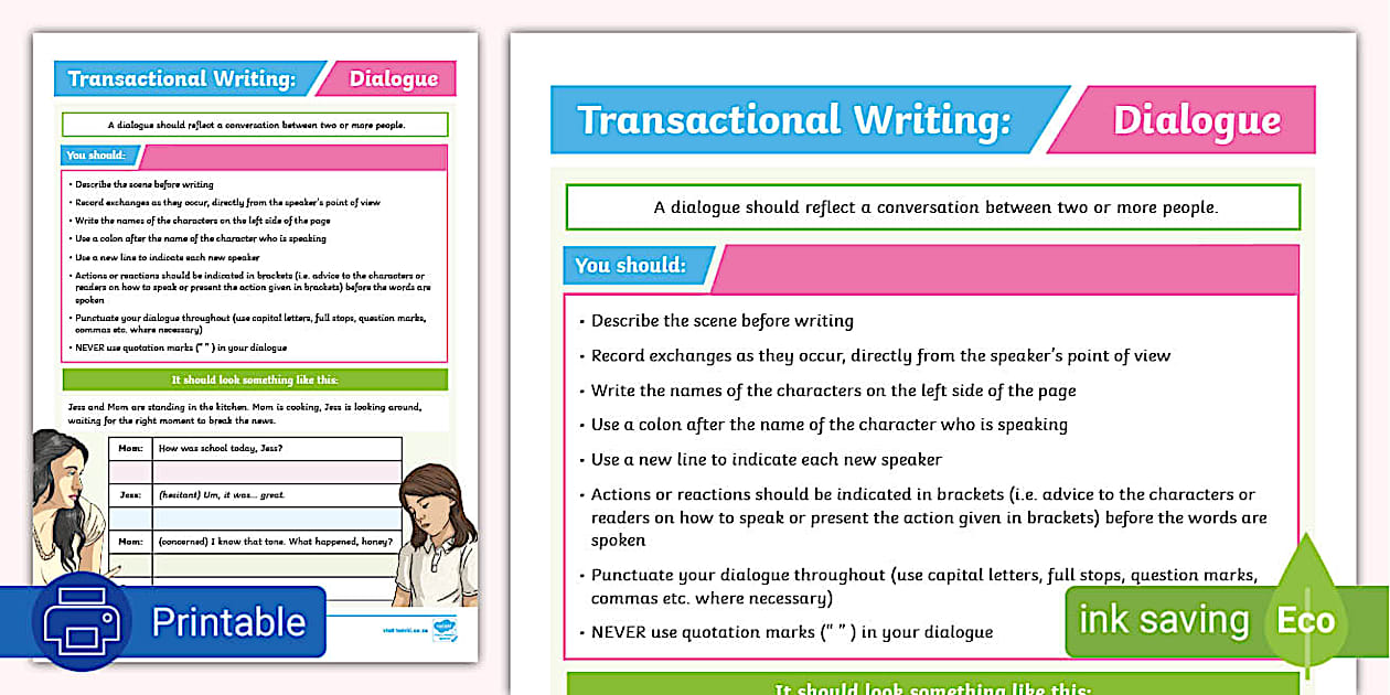 Transactional Writing: Dialogue (teacher made) - Twinkl