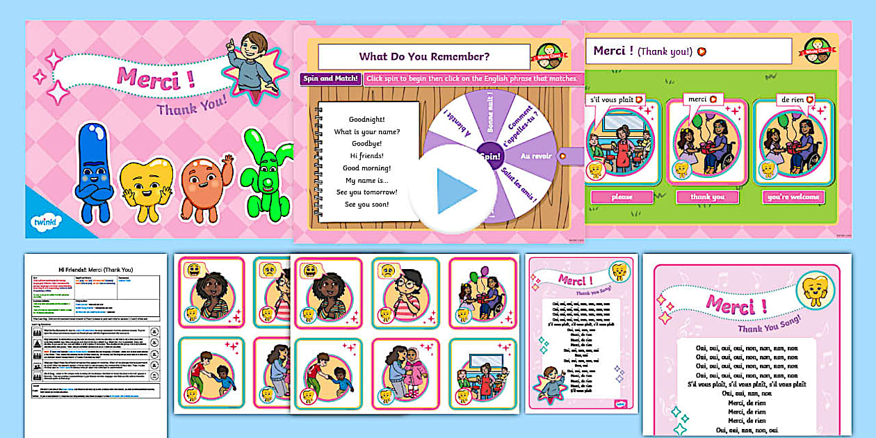 👉 French Hi Friends!: Thank you. Lesson Pack 4 - Twinkl