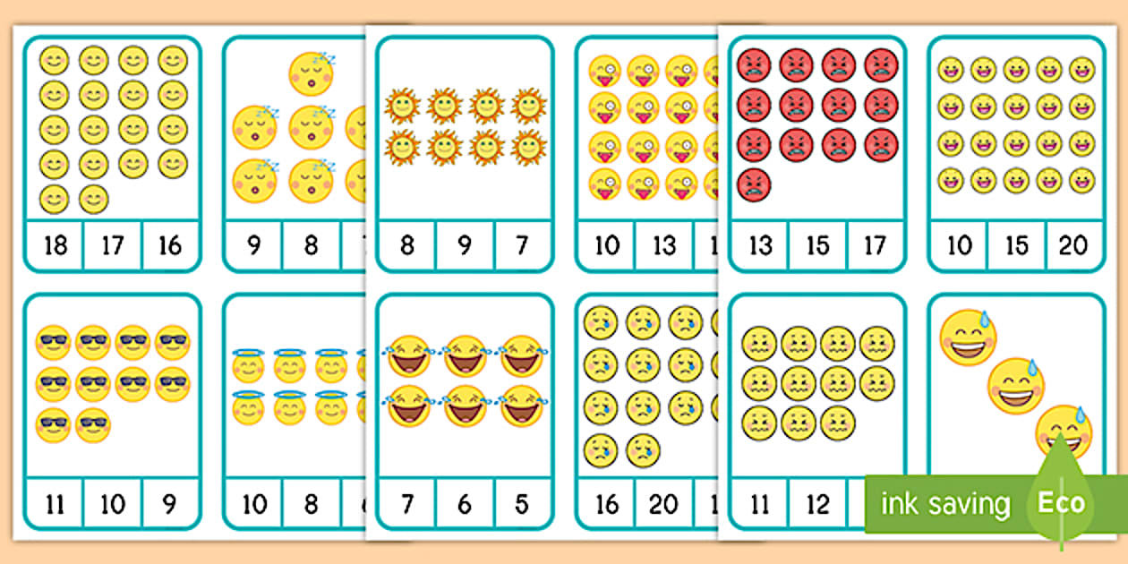 😊 Counting Emoji Clip Cards for Kids | Twinkl USA