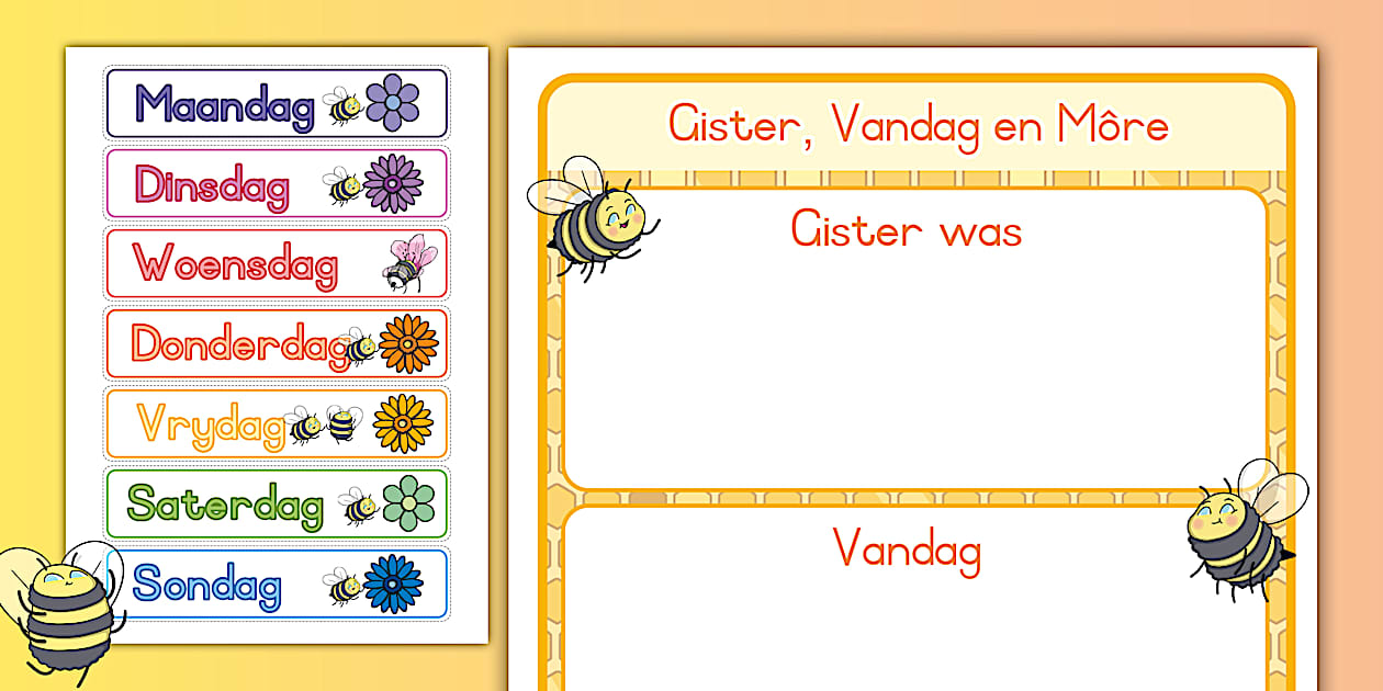 Dae van die Week, Gister, Vandag en Môre Plakkaat - Twinkl
